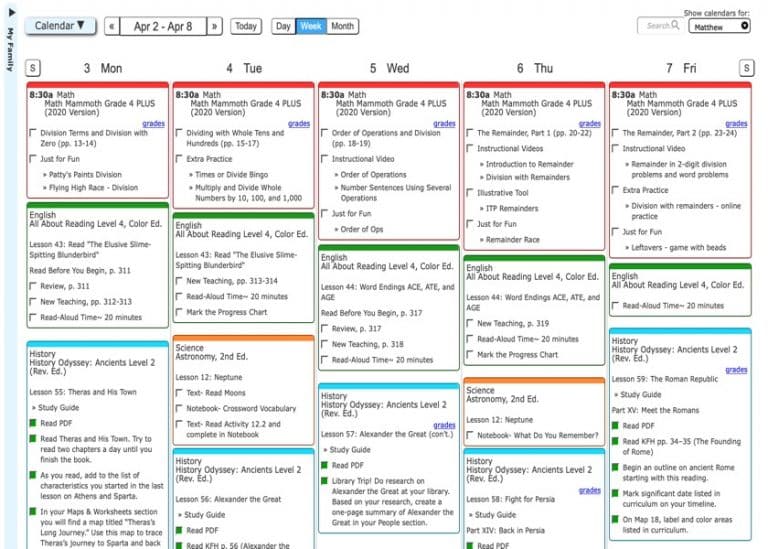 Features of the Homeschool Planet Planner